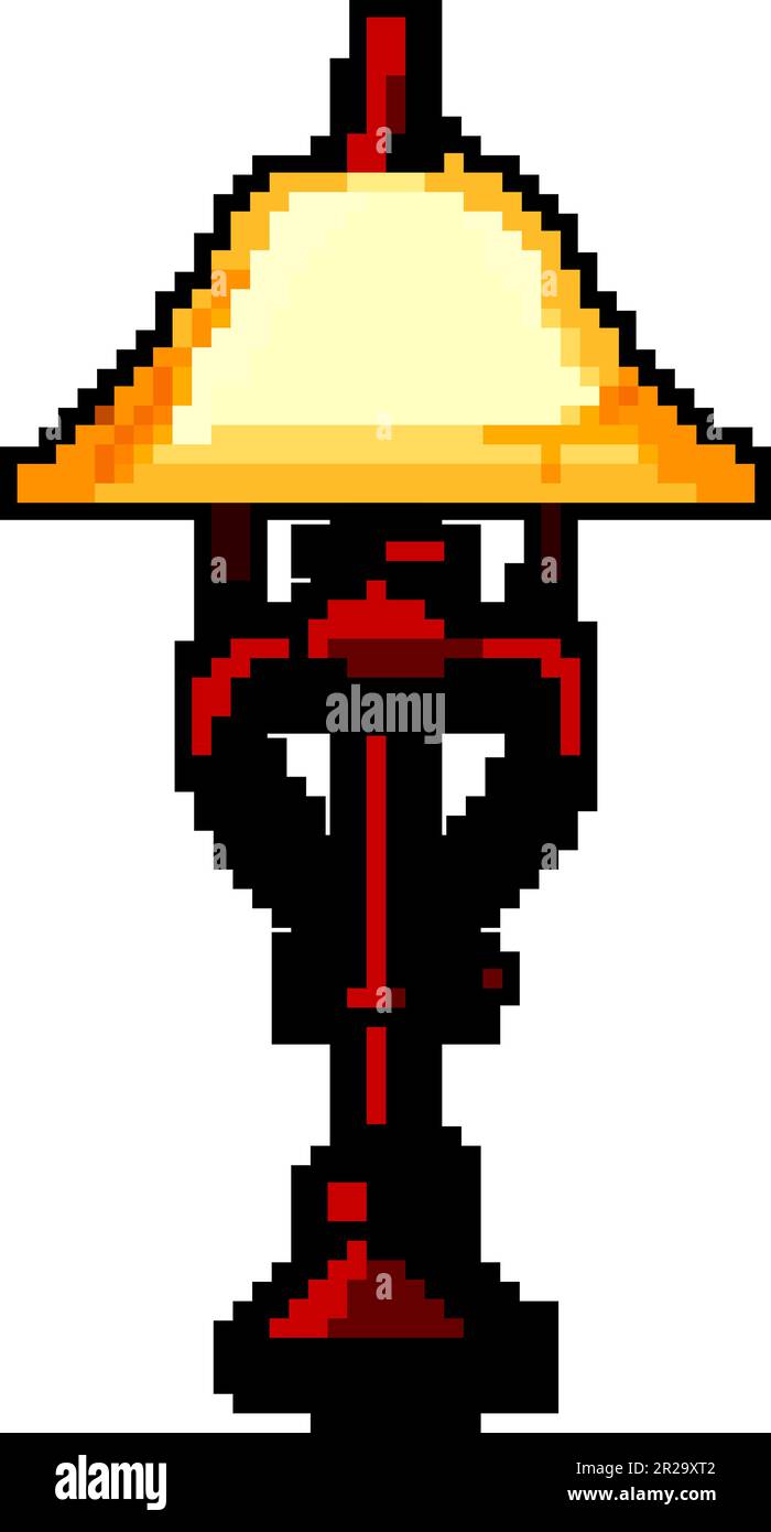 interior vintage table lamp game pixel art vector illustration Stock ...