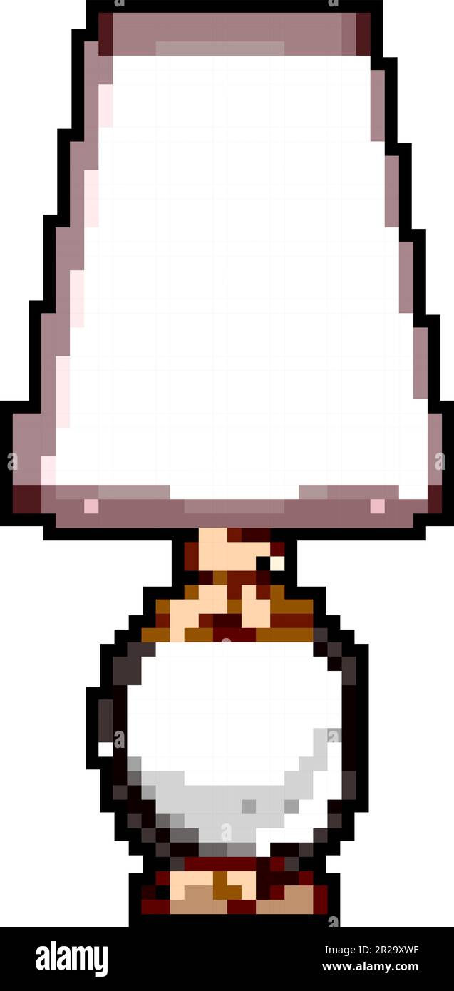 decor vintage table lamp game pixel art vector illustration Stock ...