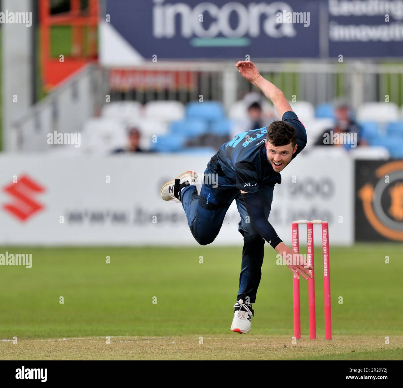 Derbyshire's Nick Potts bowling in a Second XI T20 match against ...