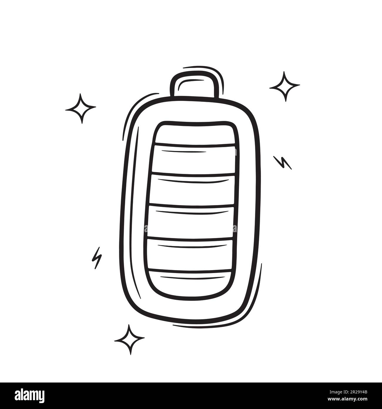 Hand Drawn Charged Battery. Doodle Vector Sketch Illustration Stock ...
