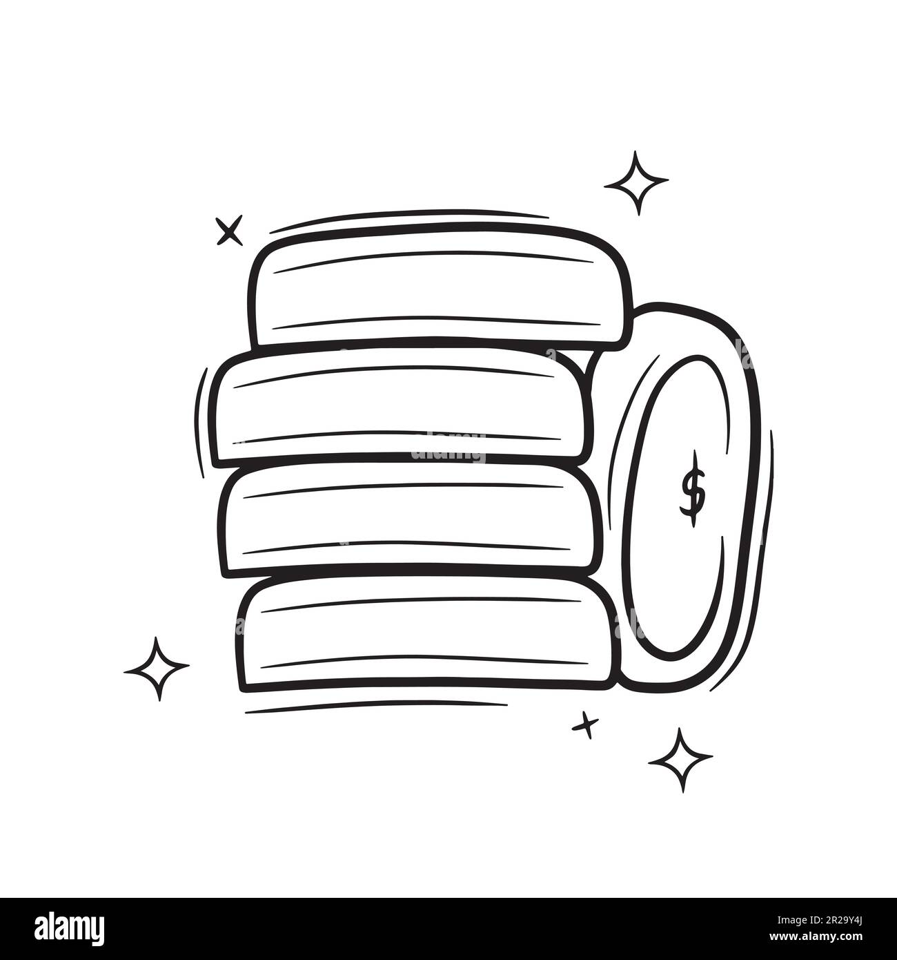 Hand Drawn Stack Of Coins. Doodle Vector Sketch Illustration Stock ...