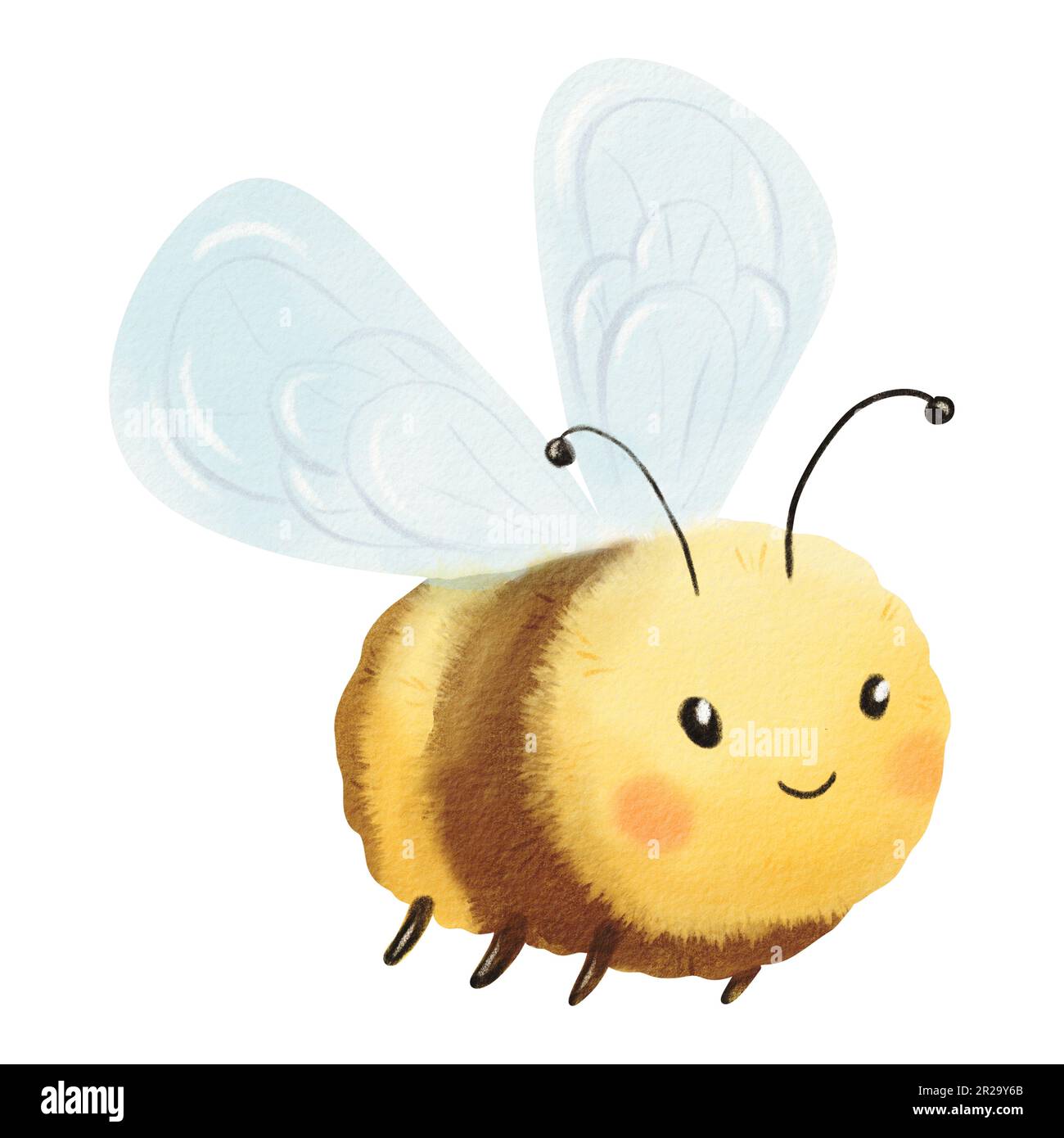 Funny cute black and yellow bee with their wings. Bumblebee, honeybee ...