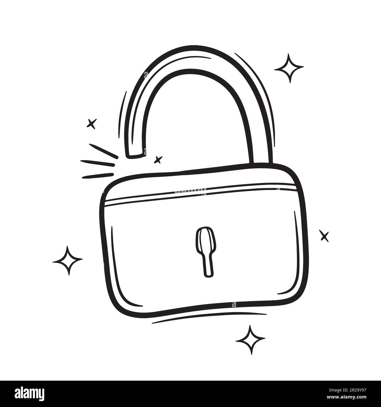 Unlocked padlock outline Stock Vector Images - Alamy