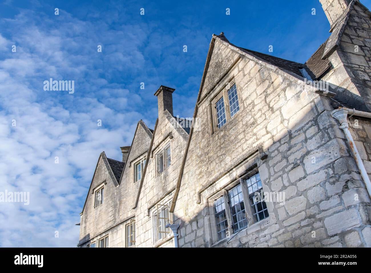 Low angle view of façade of traditional and typical building of ...