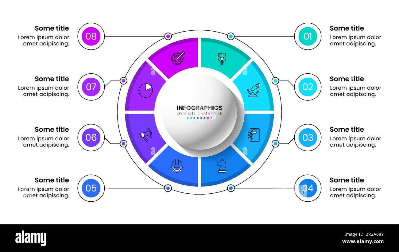 Infographic template with icons and 8 options or steps. Circle. Can be ...