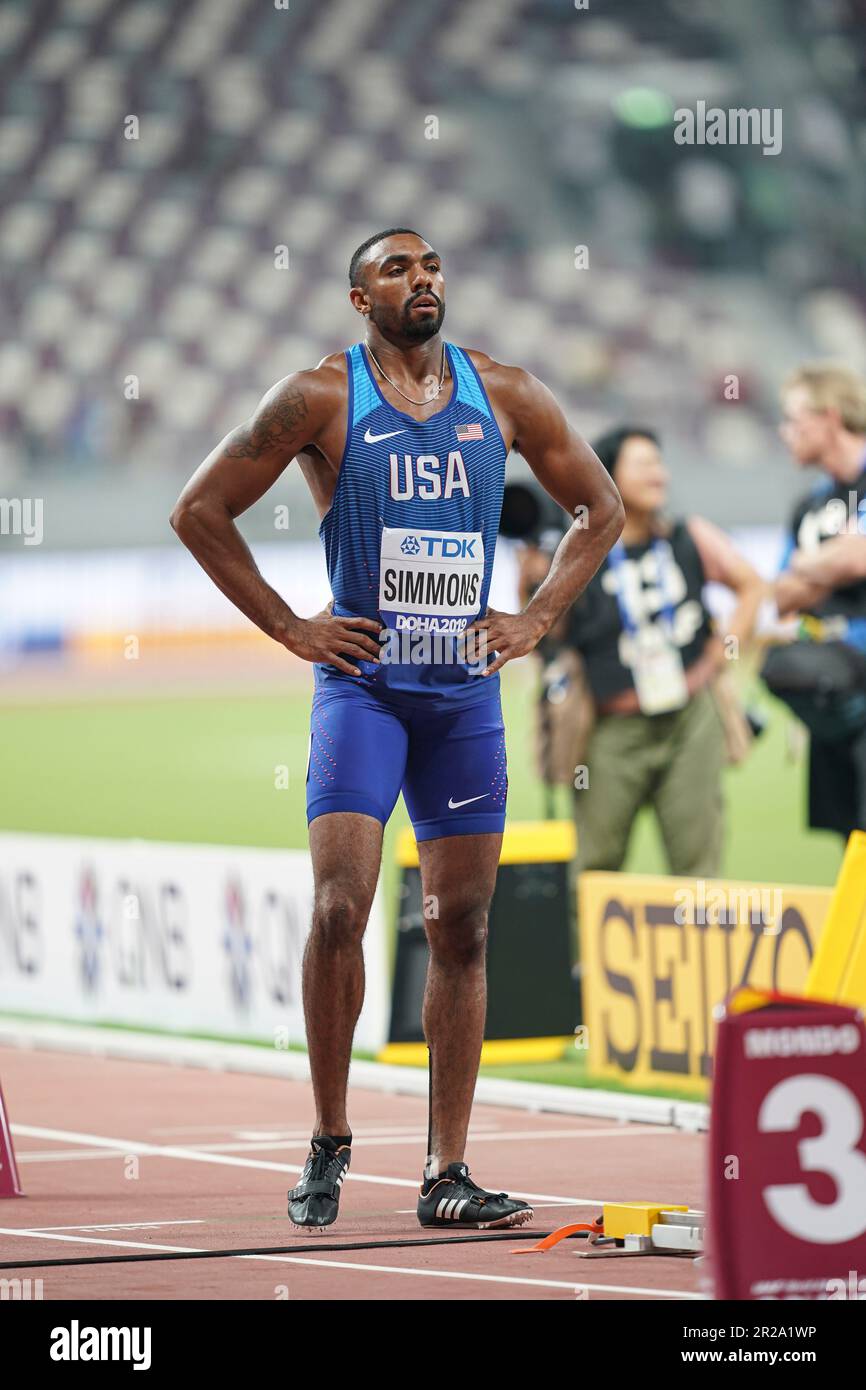Solomon Simmons participating in the decathlon 400m at the 2019 World ...
