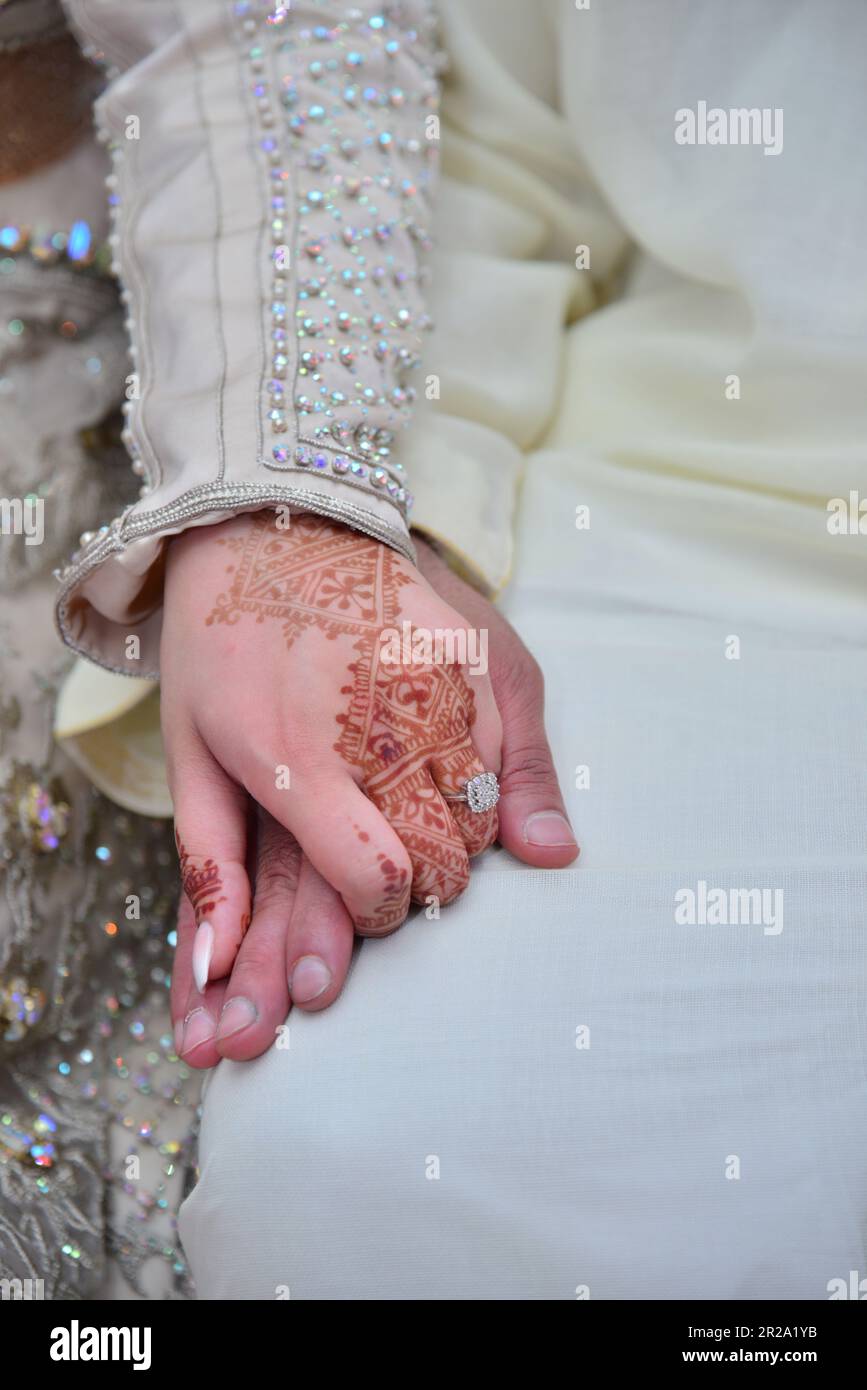 Muslim Indian Wedding Couple Holding Hands