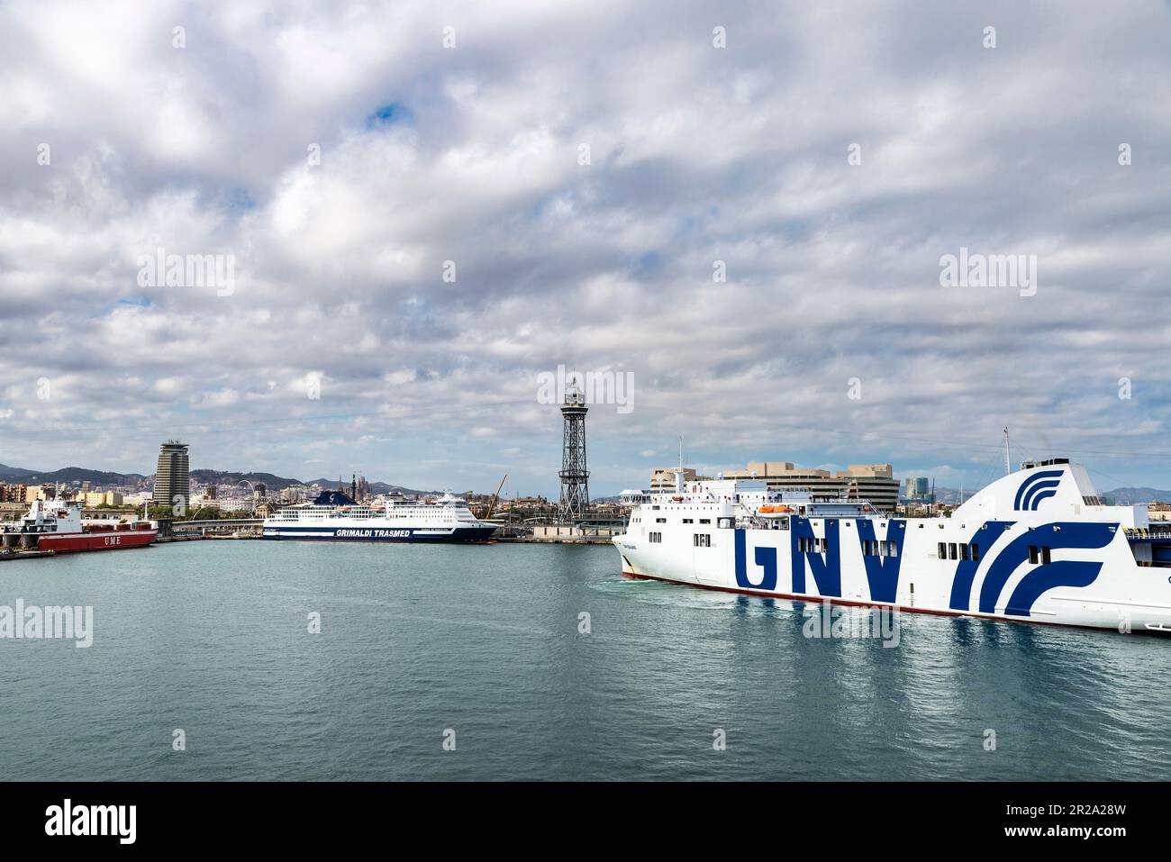 Barcelona, Spain - April 17, 2023: GNV cruise ship or ferry sailing in ...