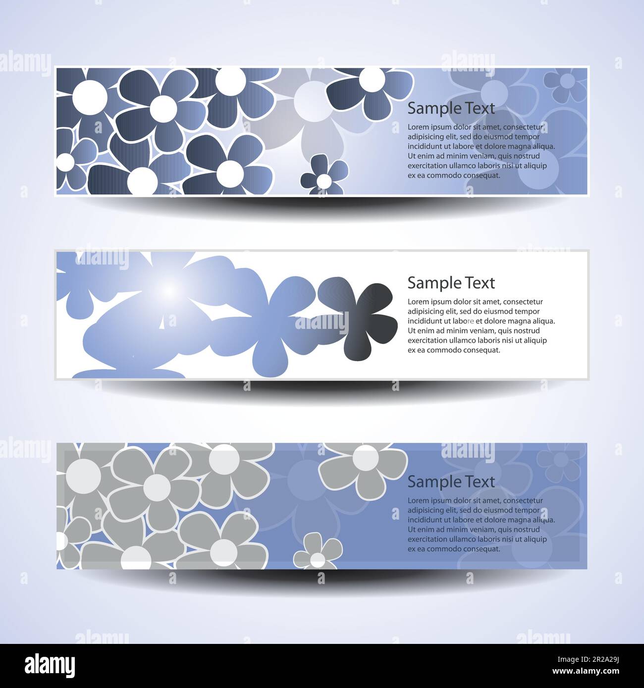 Vector set of three banner design with flowers Stock Vector Image & Art ...