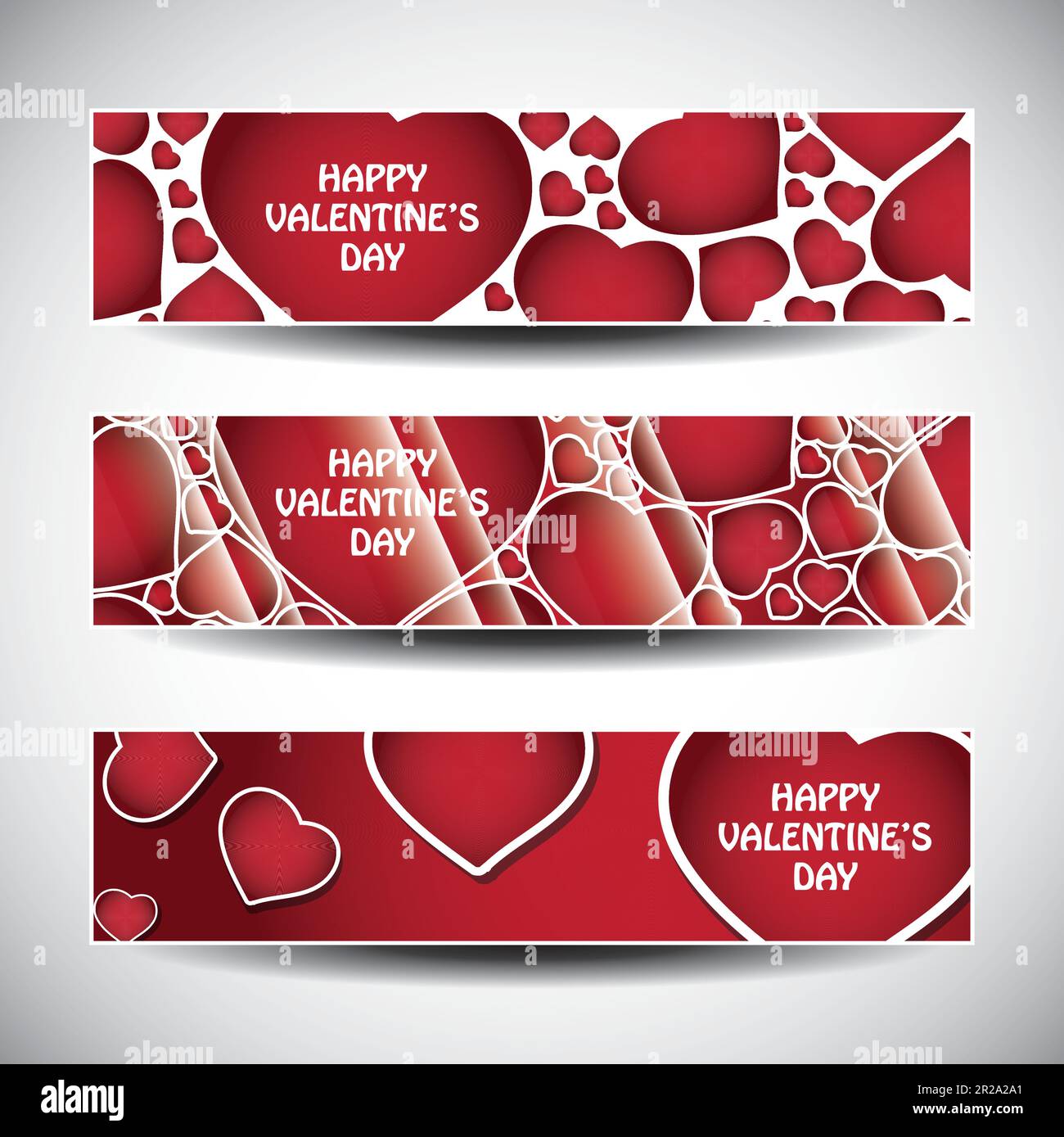 Vector set of three Valentines Day header designs Stock Vector Image ...