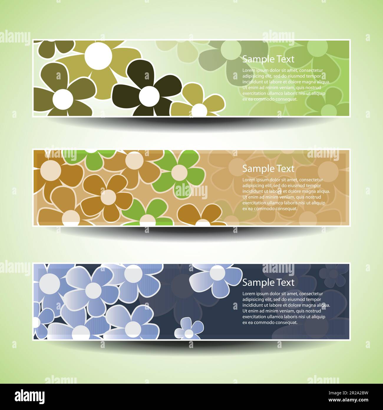 Vector set of three banner design with flowers Stock Vector Image & Art ...