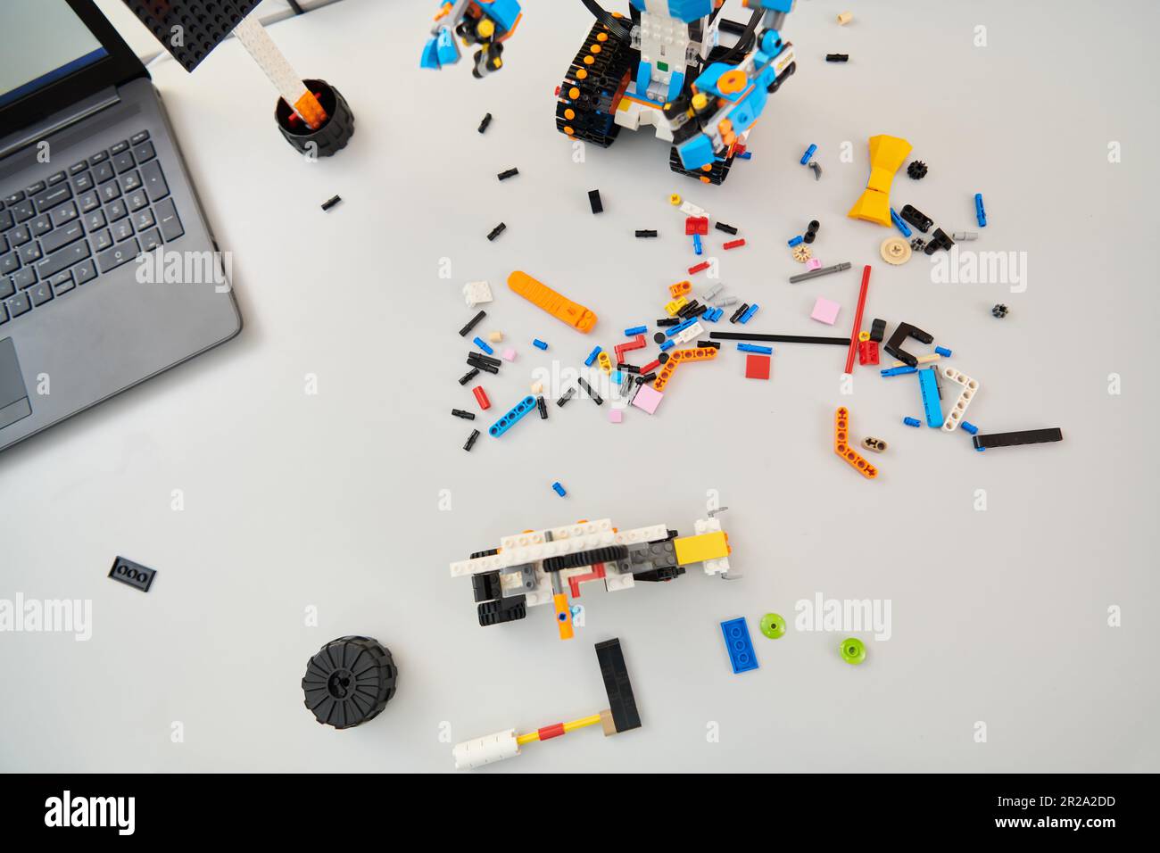 Various components and installations for robot fabrication fill the ...