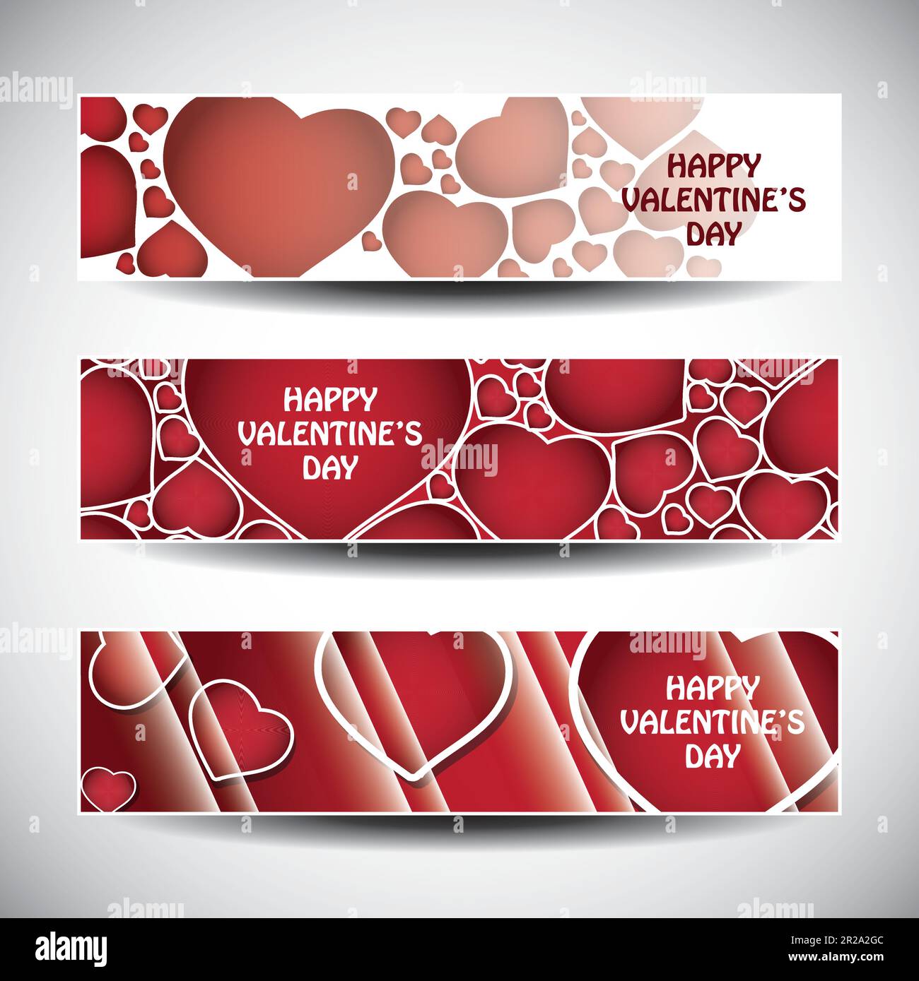 Vector set of three Valentines Day header design Stock Vector Image ...