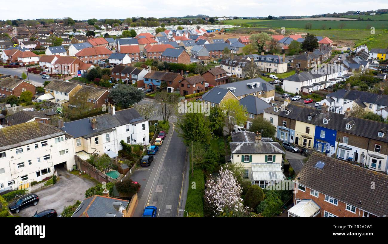 Aerial view, looking down Station Drive, Walmer, towards Station Road ...