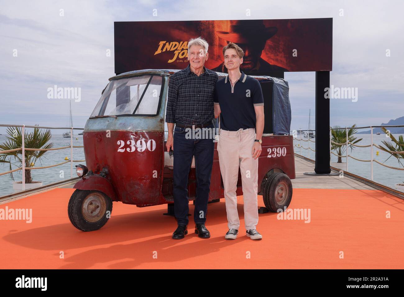 Harrison Ford, left, and Joe Sugg pose for photographers at the photo ...