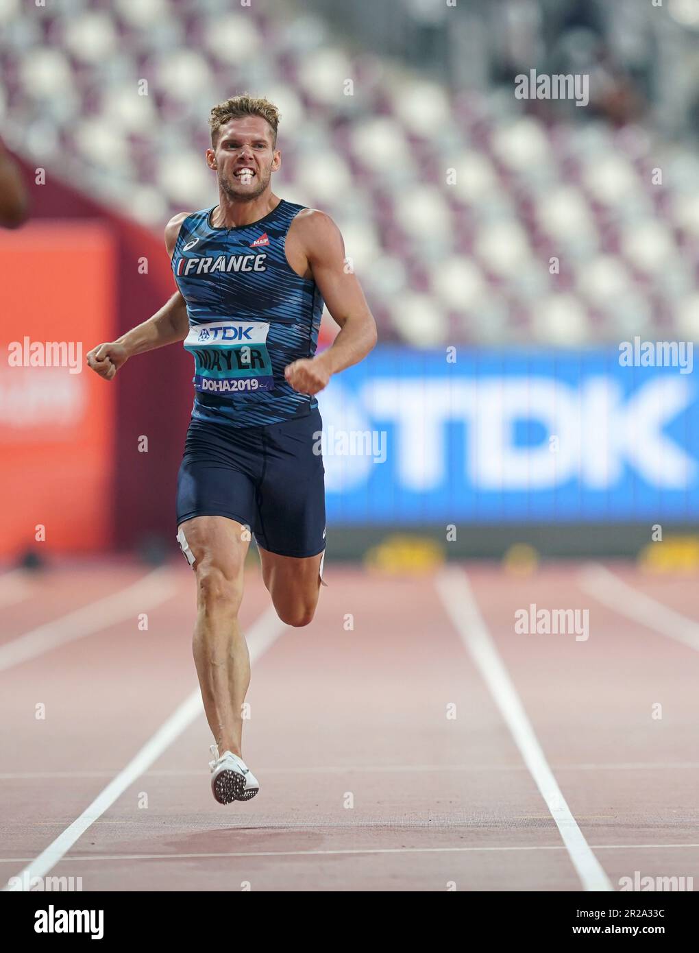 Kevin Mayer participating in the decathlon 400m at the 2019 World ...