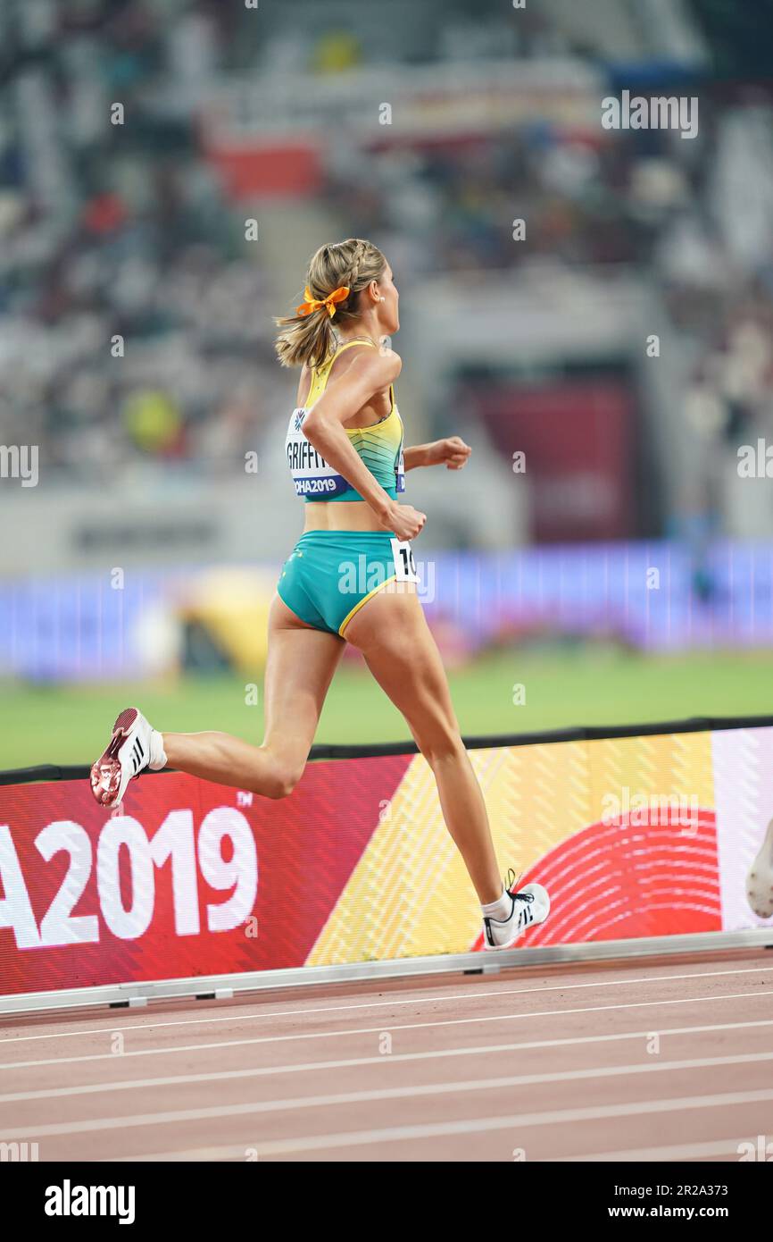 Georgia Griffith running the 1500m at the 2019 World Athletics ...