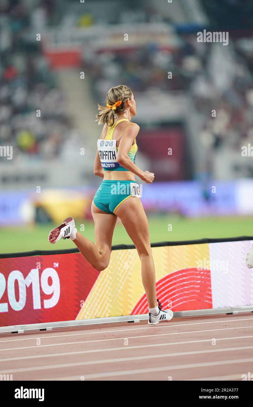 Georgia Griffith running the 1500m at the 2019 World Athletics ...