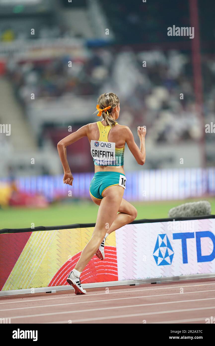 Georgia Griffith running the 1500m at the 2019 World Athletics ...