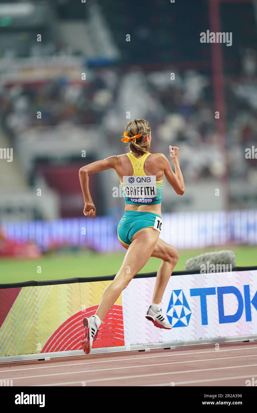 Georgia Griffith running the 1500m at the 2019 World Athletics ...