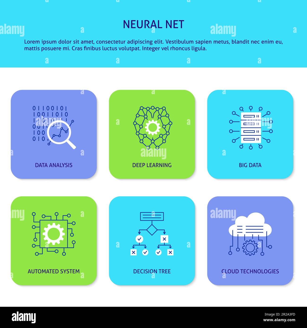 Artificial Neural Network Features Banner With Place For Text Vector Illustration Stock Vector 