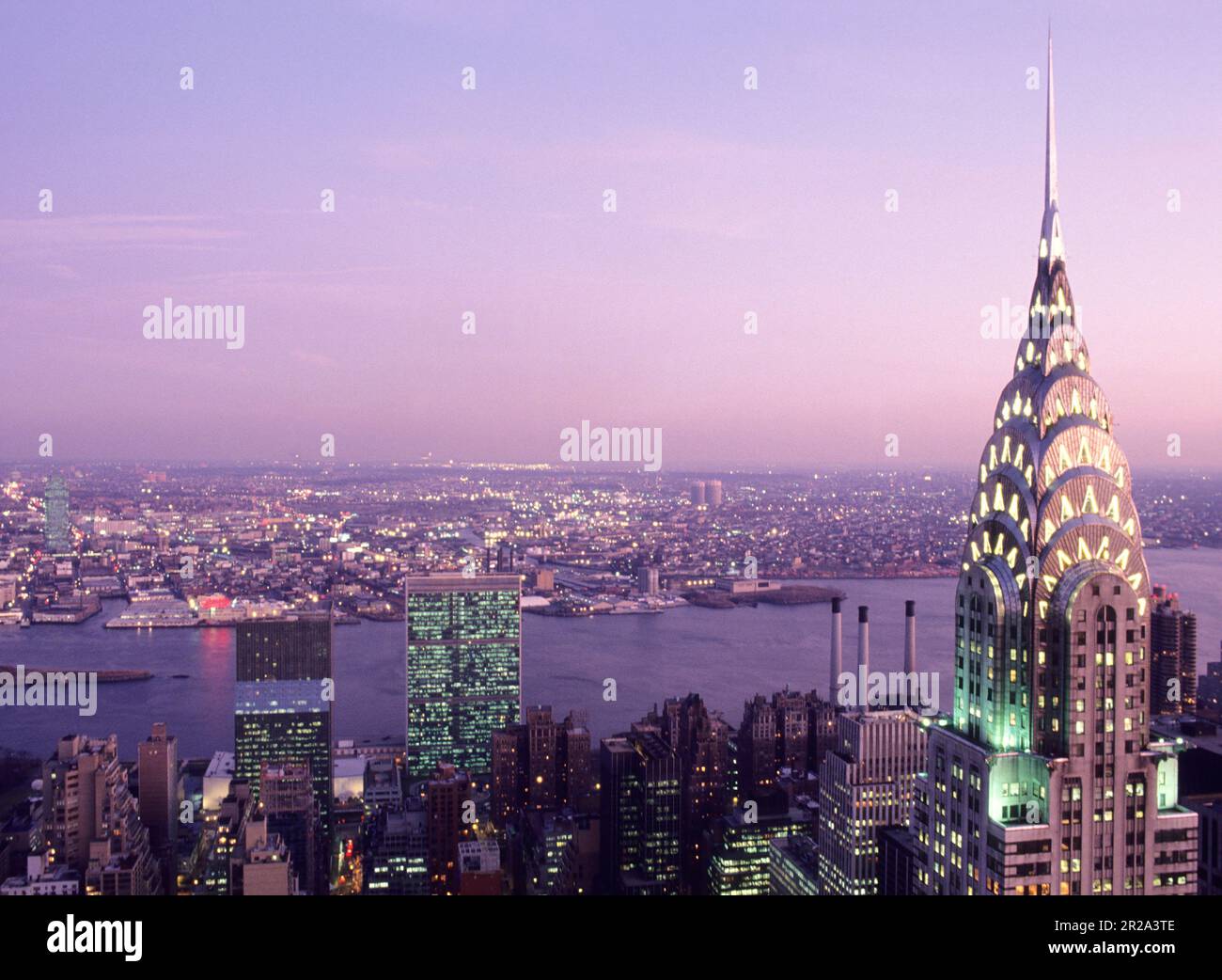 Aerial lit chrysler building midtown hi-res stock photography and ...