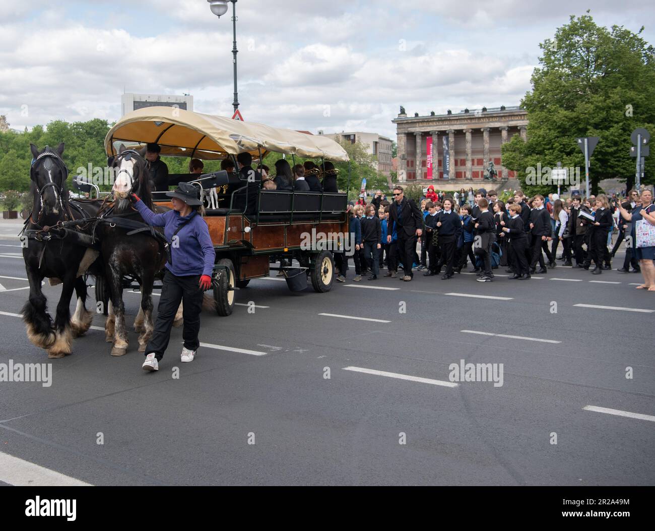 Berlin, Germany. 18th May, 2023. Behind a carriage go the participants ...