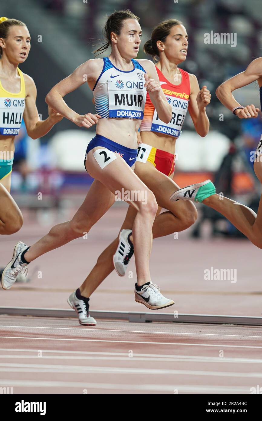 Laura Muir running the 1500m at the 2019 World Athletics Championships ...