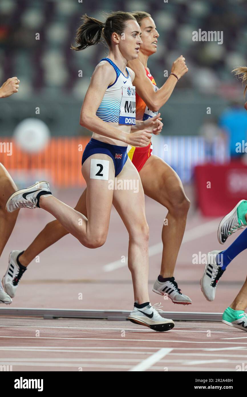 Laura Muir running the 1500m at the 2019 World Athletics Championships ...