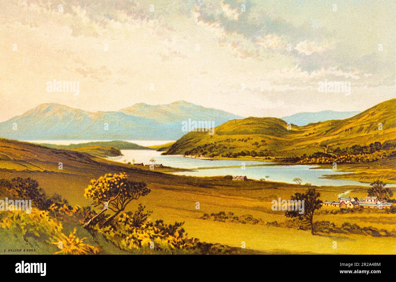 Loch Fad, Bute, Arran island in the distance, Scotland, Great Britain ...