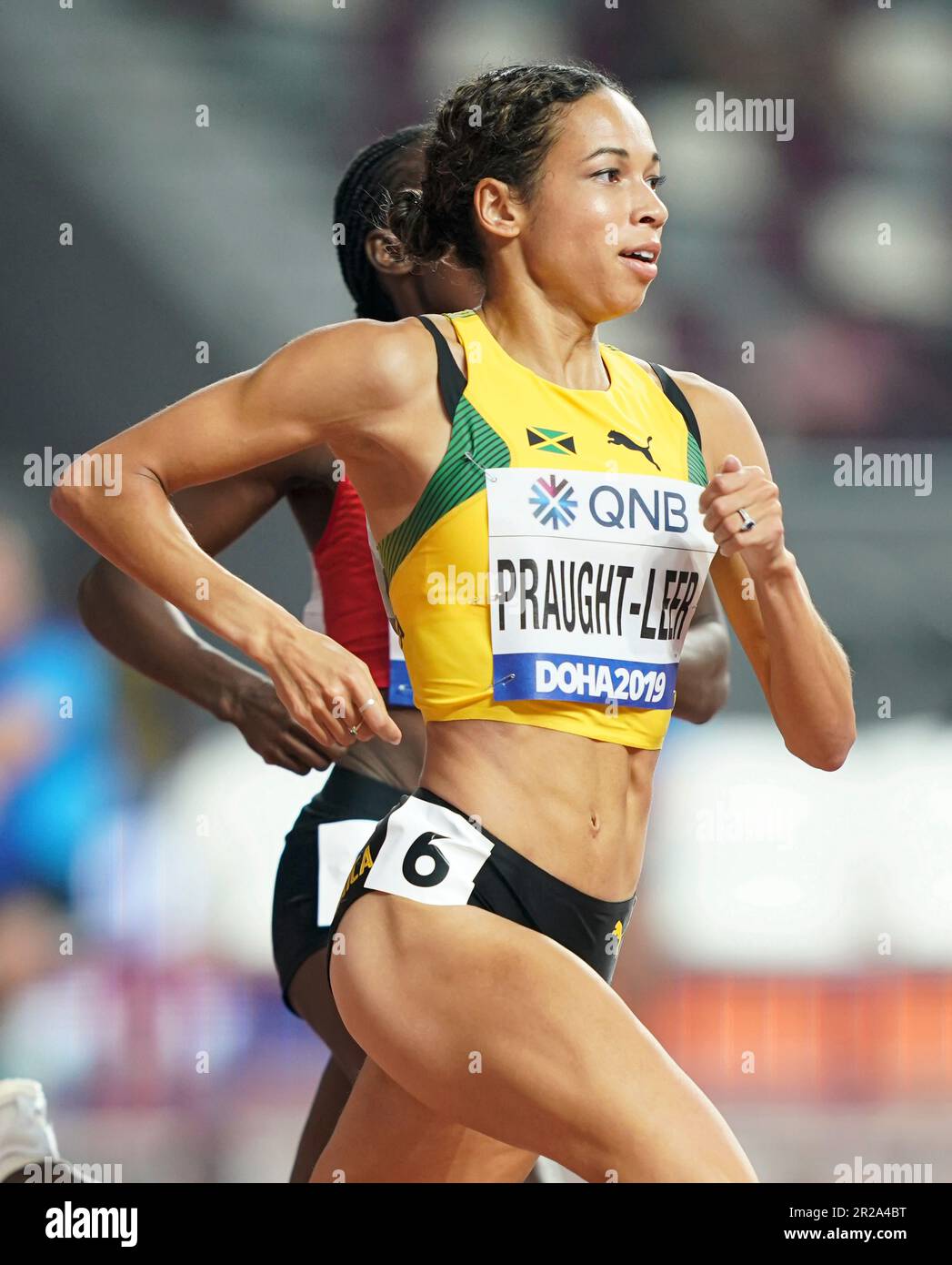 Aisha Praught-Leer running the 1500m at the 2019 World Athletics ...