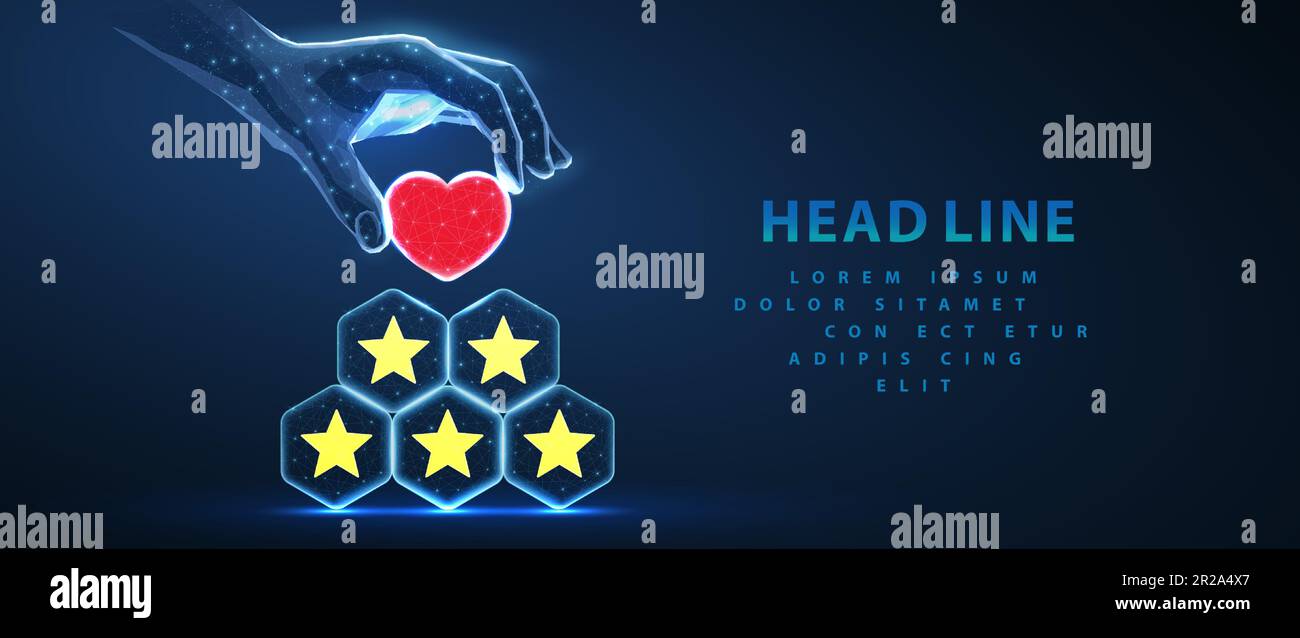 5 stars made pyramid with heart in digital hand on top of it. Star ...
