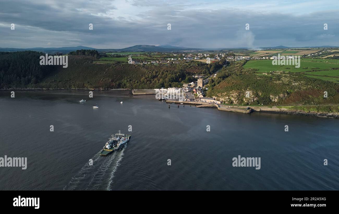 River Suir, Ireland - Aerial view of The Passage East Ferry across ...