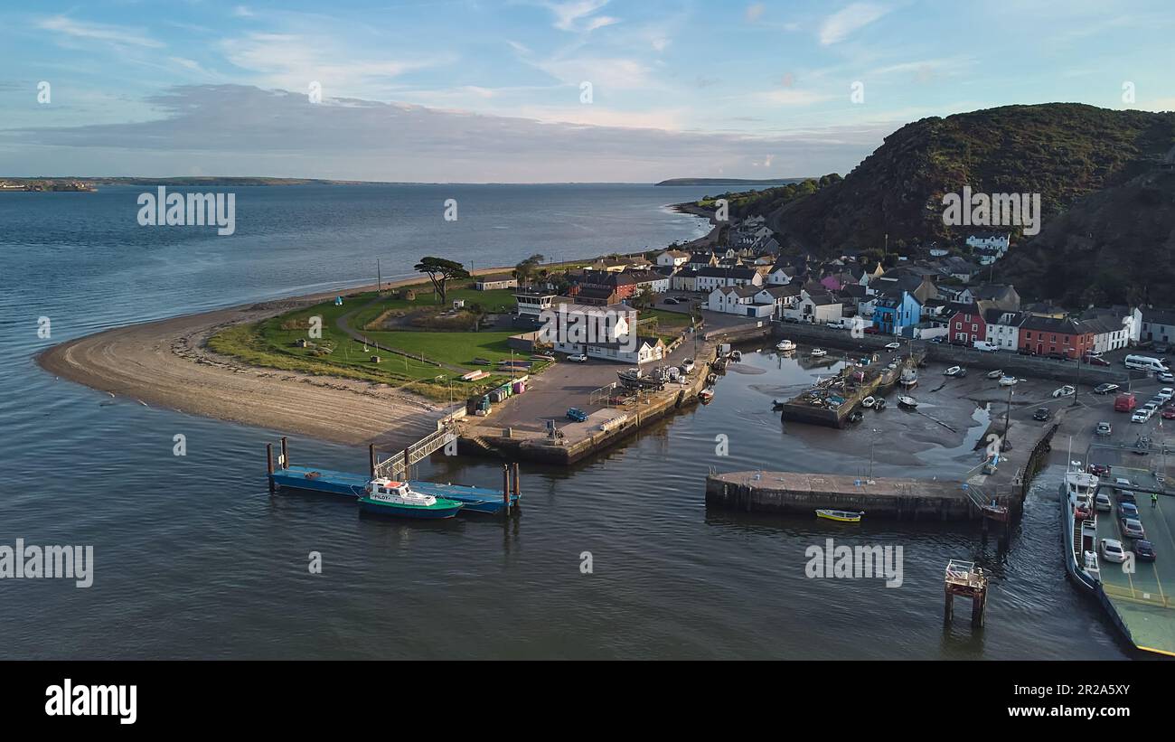 River Suir, Ireland - Aerial view of The Passage East Ferry across ...