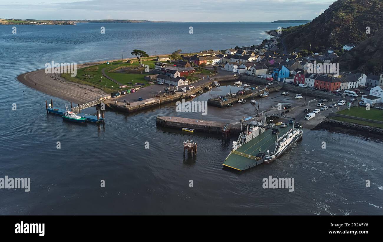 River Suir, Ireland - Aerial view of The Passage East Ferry across ...