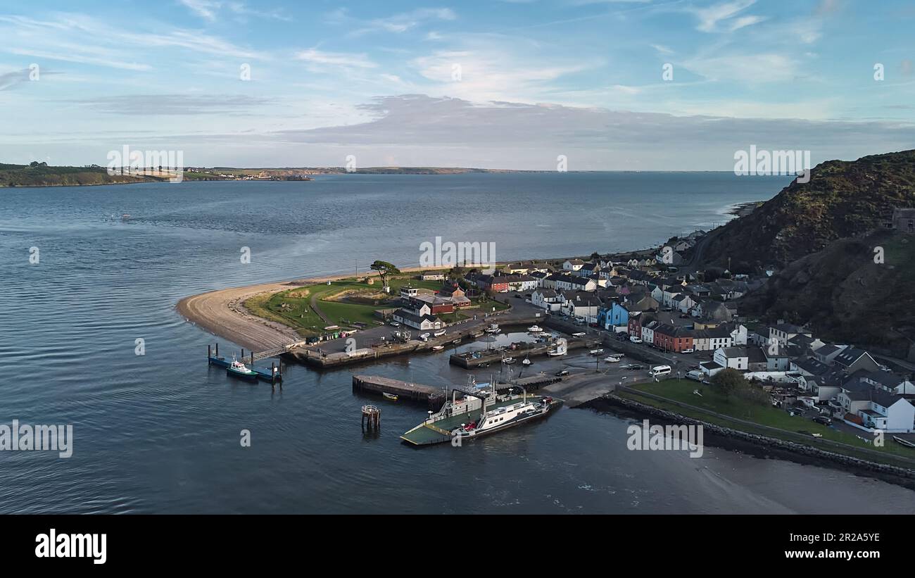 River Suir, Ireland - Aerial view of The Passage East Ferry across ...