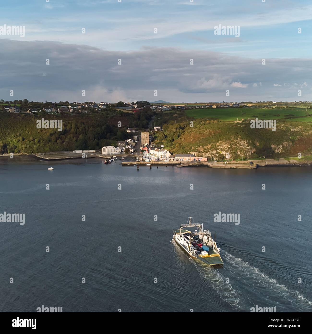 River Suir, Ireland - Aerial view of The Passage East Ferry across ...