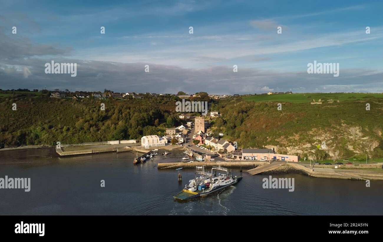 River Suir, Ireland - Aerial view of The Passage East Ferry across ...