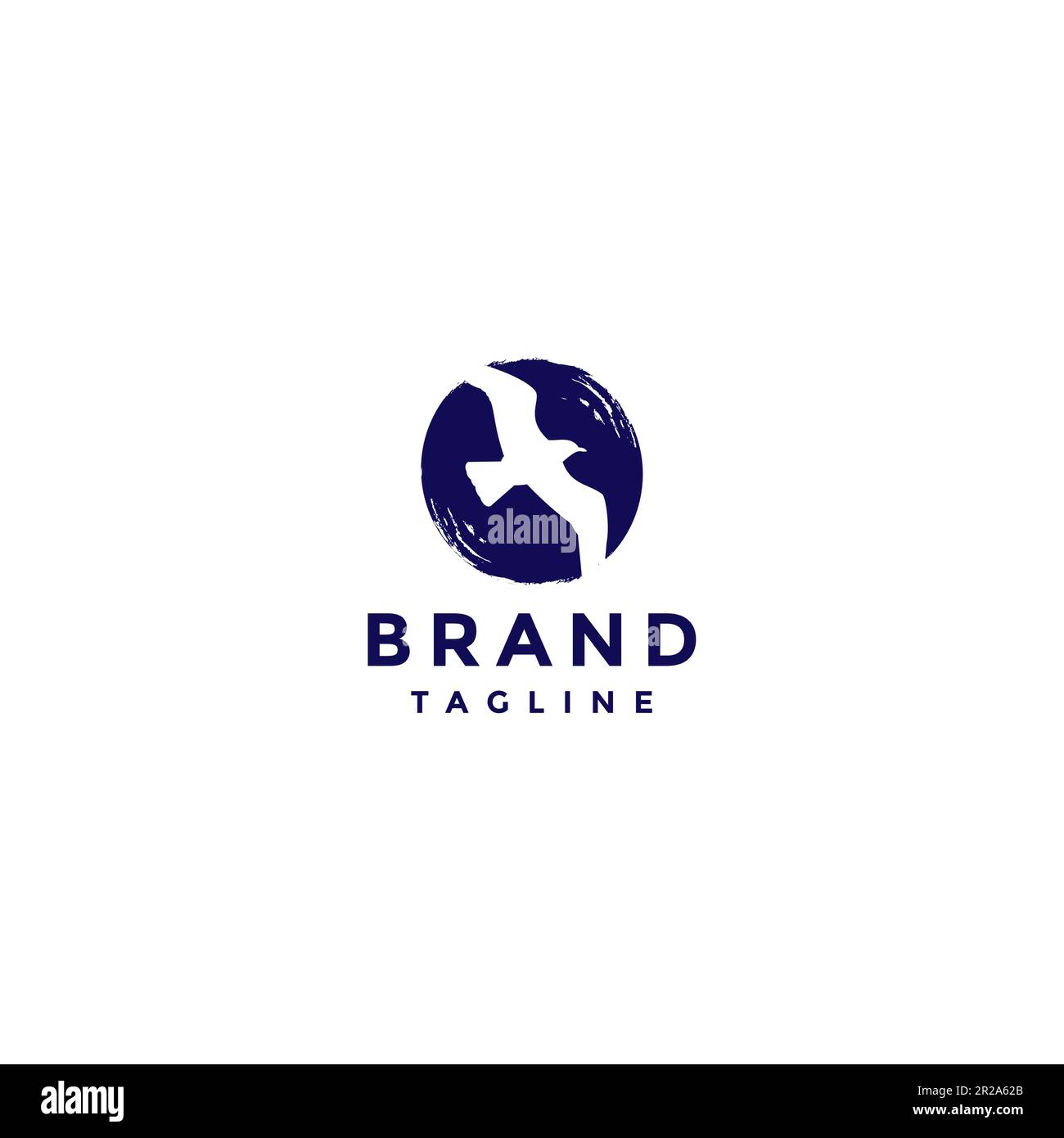 Silhouette of bird inside abstract brush circle logo design depicting ...