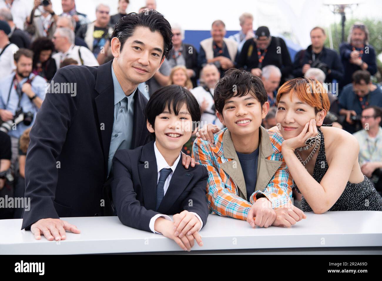 Cannes, France. 18th May, 2023. Eita Nagayama, Hinata Hiiragi, Hirokazu Koreeda and Kurokawa ...