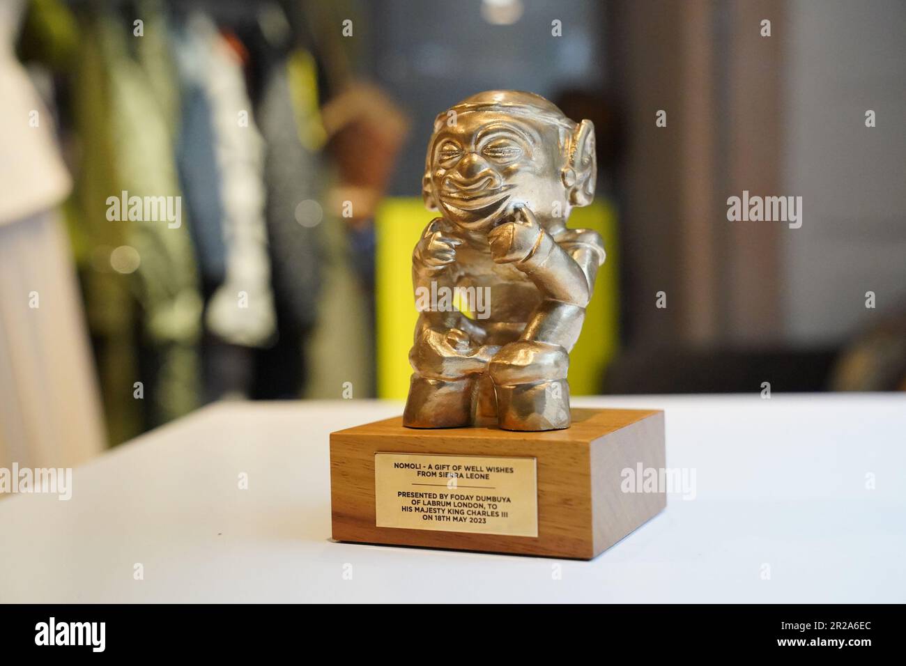 A statuette presented by Foday Dumbuya, founder and creative director ...