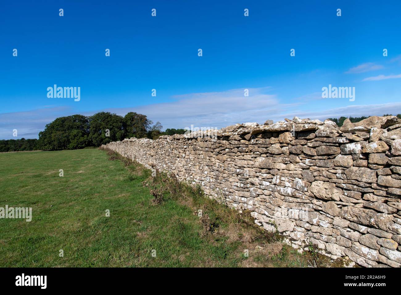 View along the limestone dry-stone walls at Lansdowne Hill in the ...