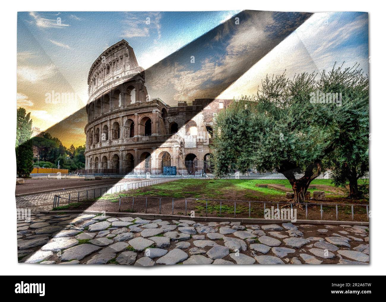 Italy, Rome - Sunset behind the Colosseum, the most famous Roman ...