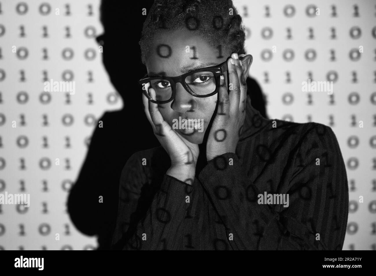 Young black woman with cyber security problems Stock Photo - Alamy
