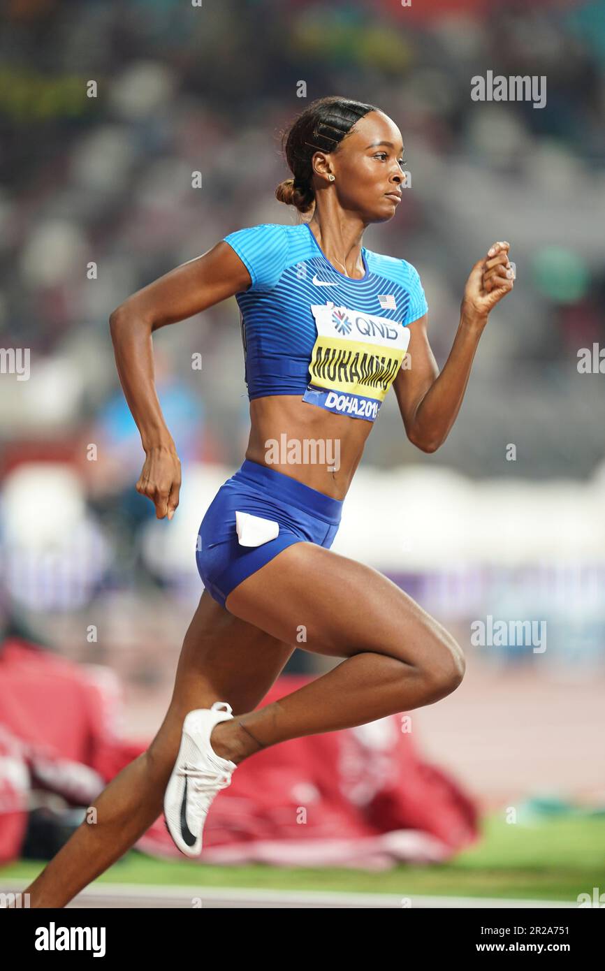 Dalilah MUHAMMAD running the 400m hurdles at the 2019 World Athletics ...