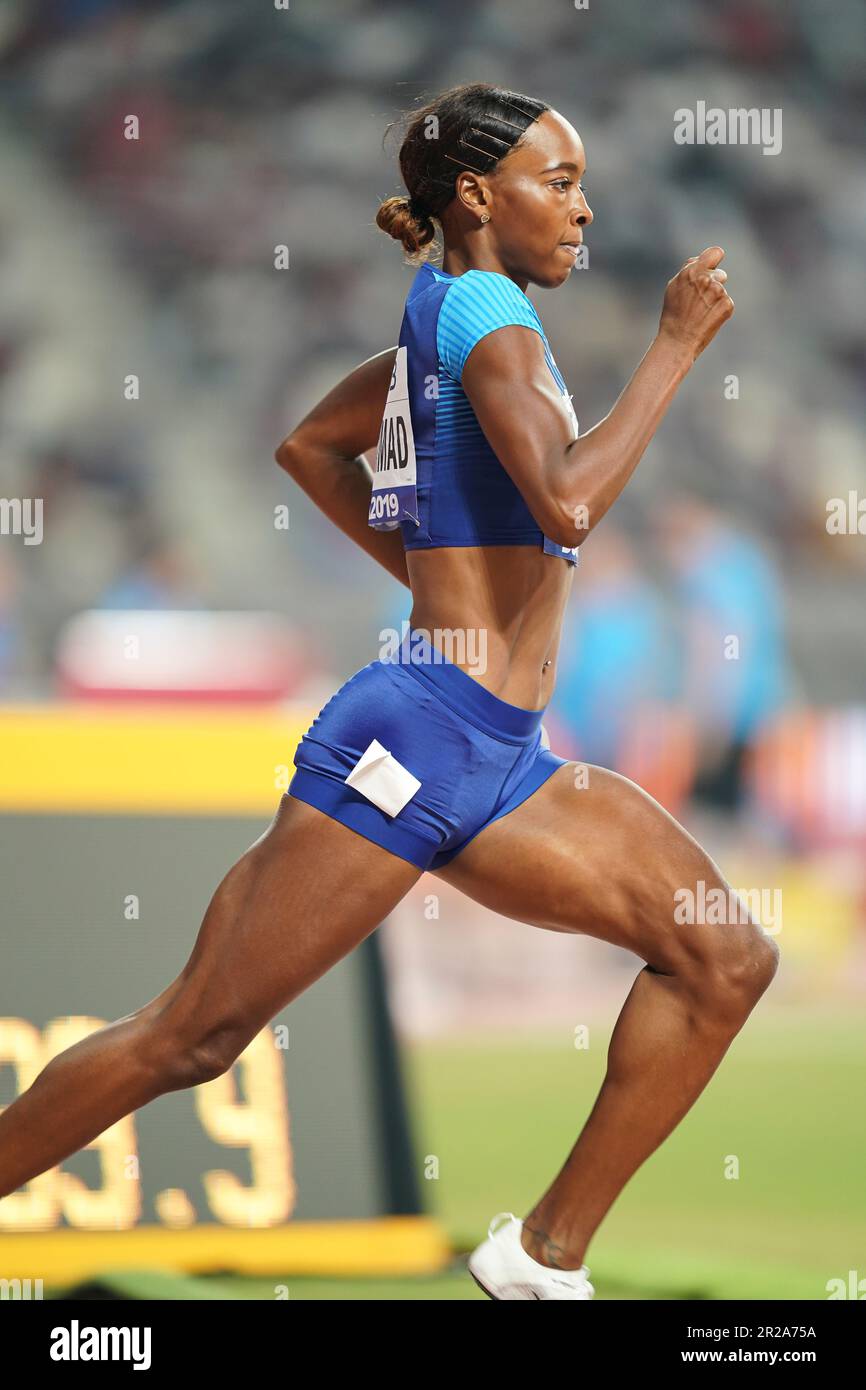 Dalilah MUHAMMAD running the 400m hurdles at the 2019 World Athletics ...