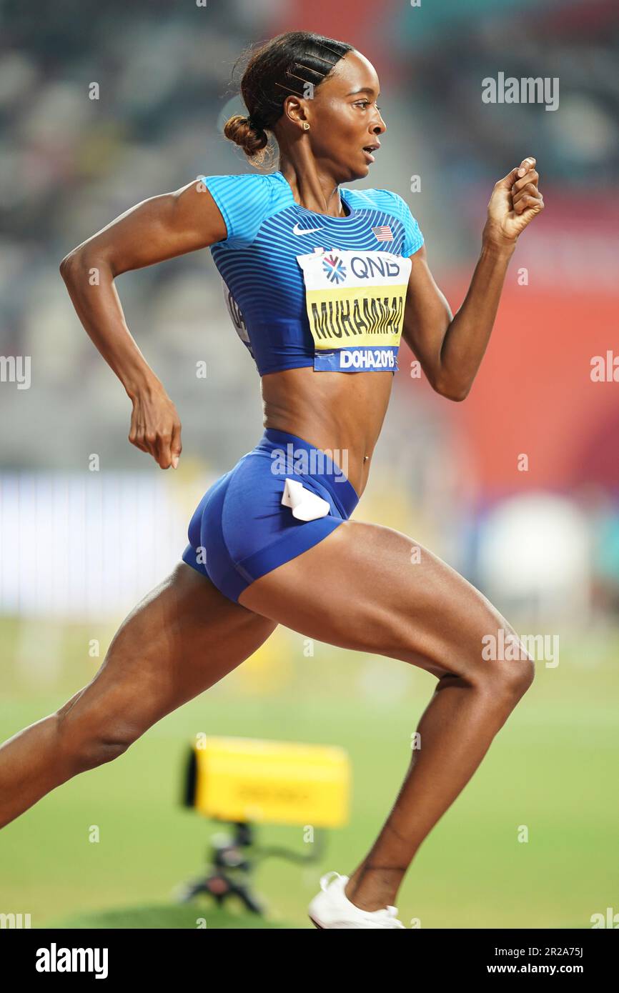 Dalilah MUHAMMAD running the 400m hurdles at the 2019 World Athletics ...