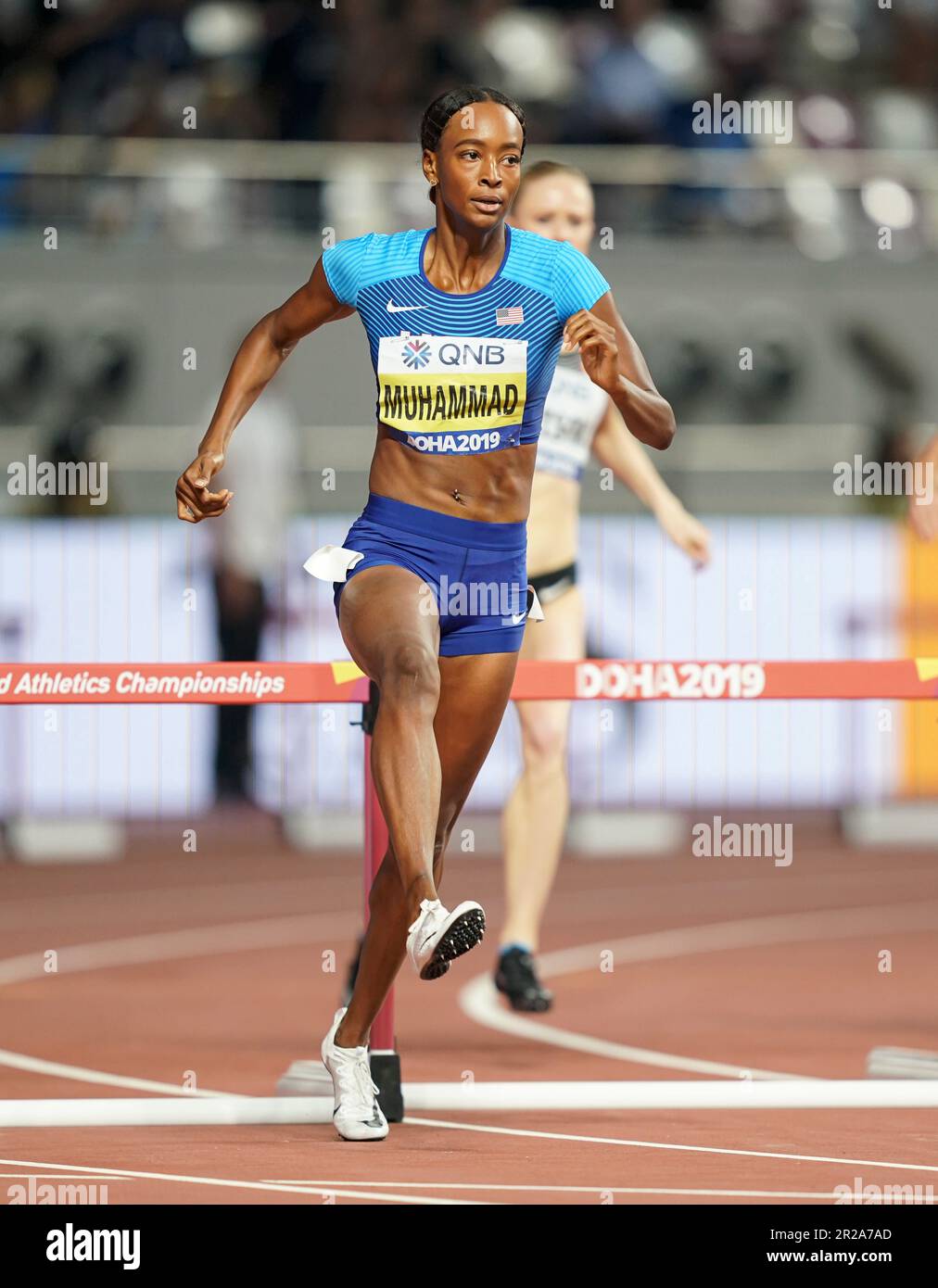 Dalilah MUHAMMAD running the 400m hurdles at the 2019 World Athletics ...