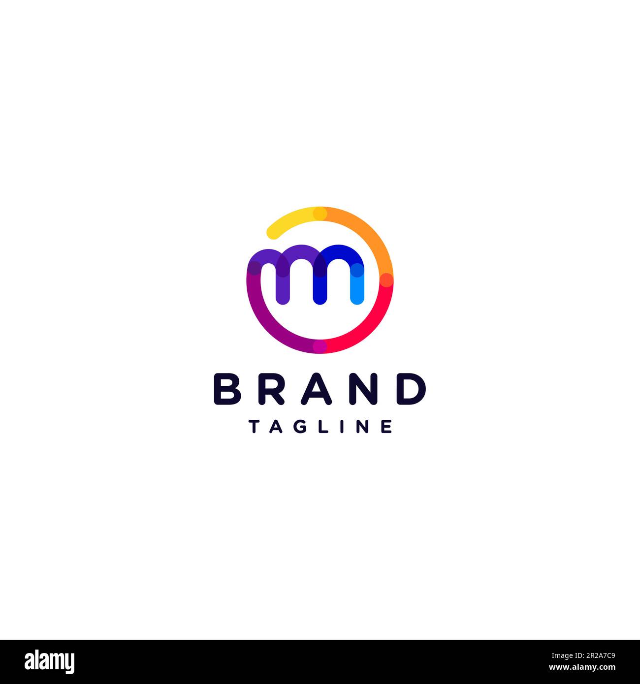 Playful and Colorful Letter M Logo Design Connecting With Outer Circle ...