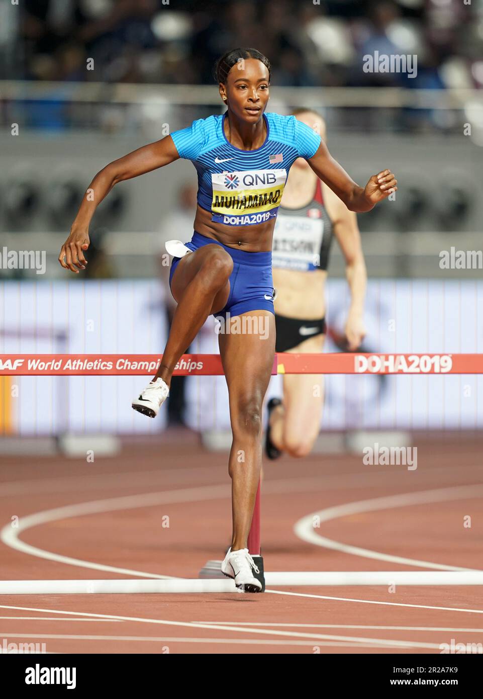 Dalilah MUHAMMAD running the 400m hurdles at the 2019 World Athletics ...